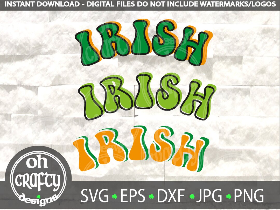 Irish Svg Bundle, Retro St Pattys Text, 90s St Patricks Day Svg, Shadow ...
