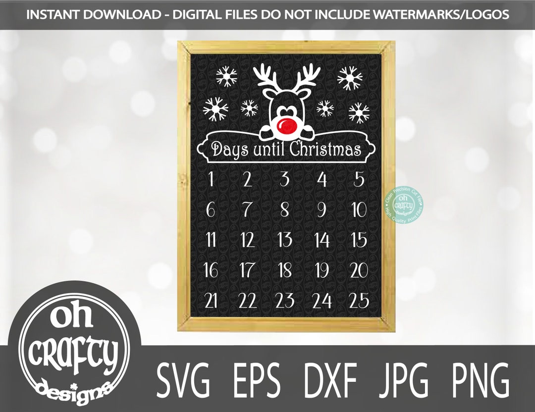 Reindeer Christmas Countdown Svg, Christmas Countdown Svg Files, Day ...