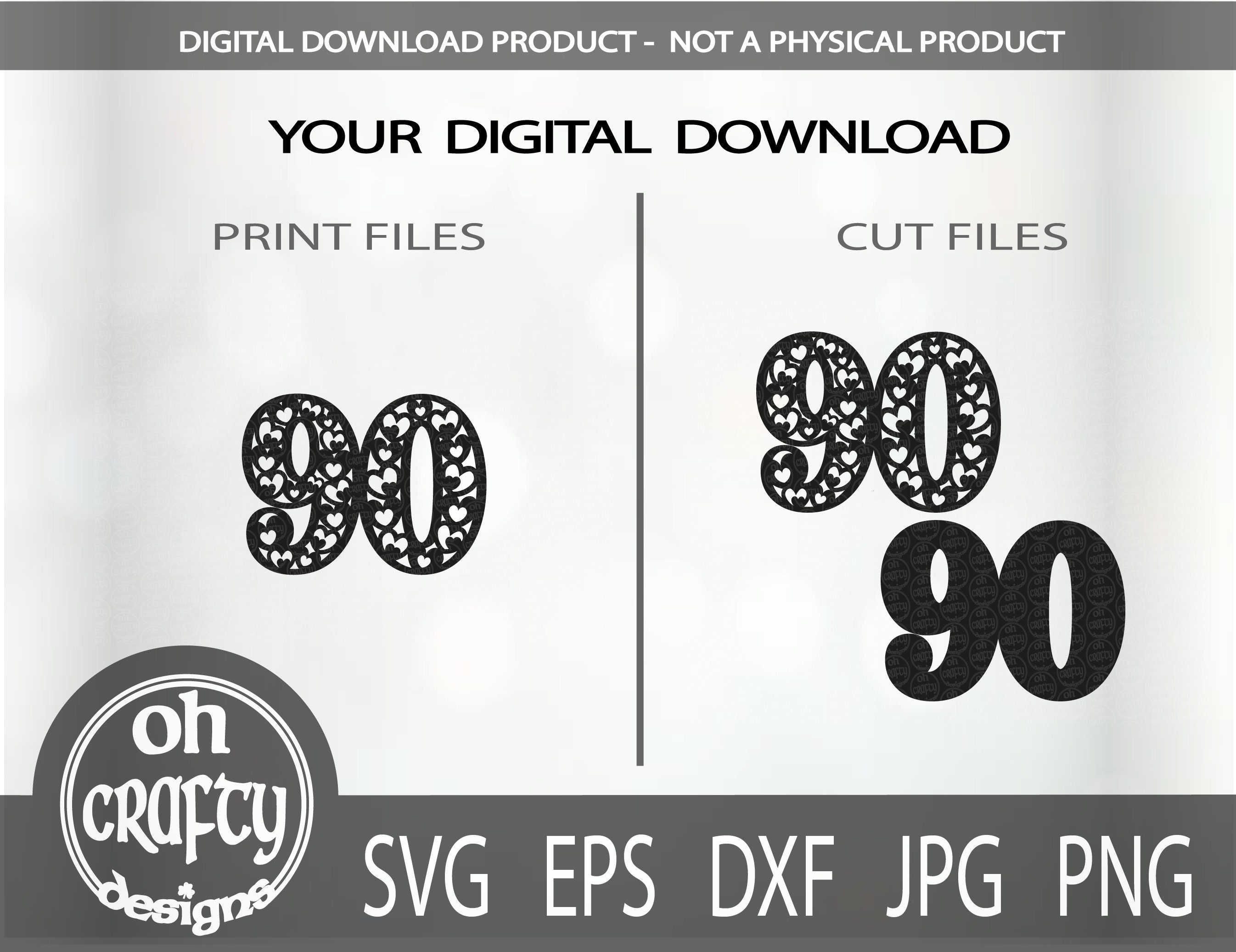 Heart Filled 90 Svg Number 90 Svg 90th Birthday Svg Ninety - Etsy