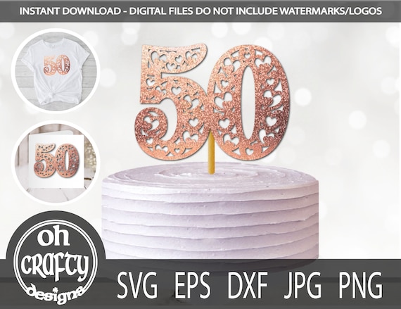 Heart Filled 50 Svg Number 50 Svg 50th Birthday Svg Fifty - Etsy