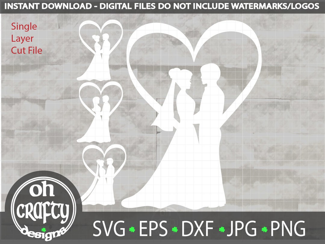 Sposa e sposo nel cuore in formato SVG, Mr e Mrs papercut, file di ...