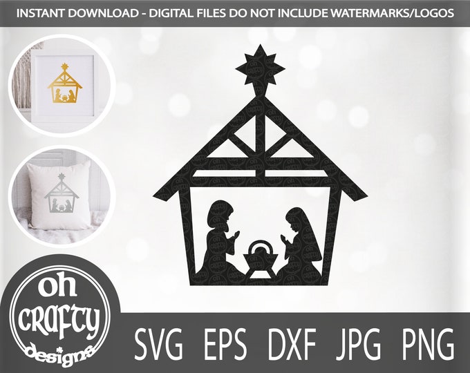 Nativity SVG - Manger Svg - Stable SVG - Christmas Svg - Nativity Clip ...