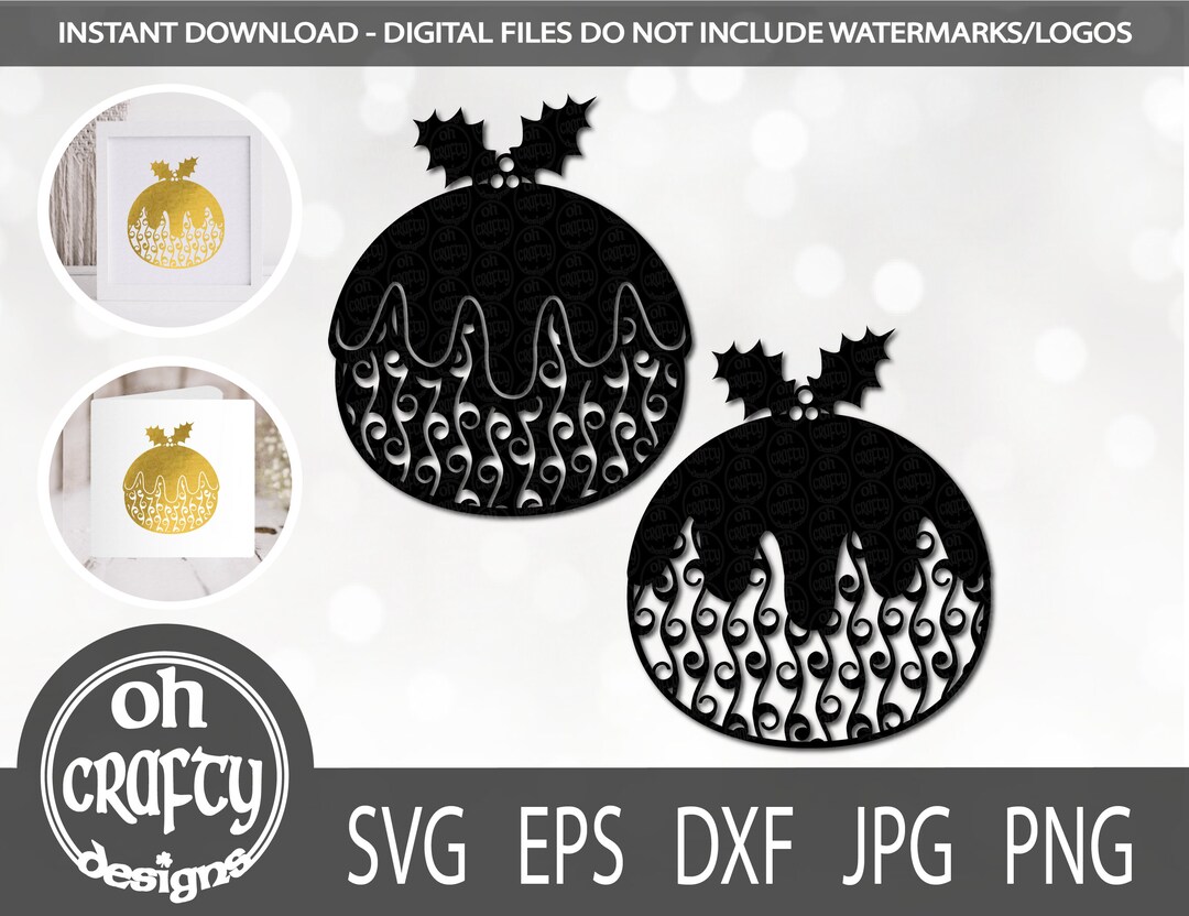 Christmas Pudding Svg, Christmas Pudding Papercut, Christmas Holly Clip ...
