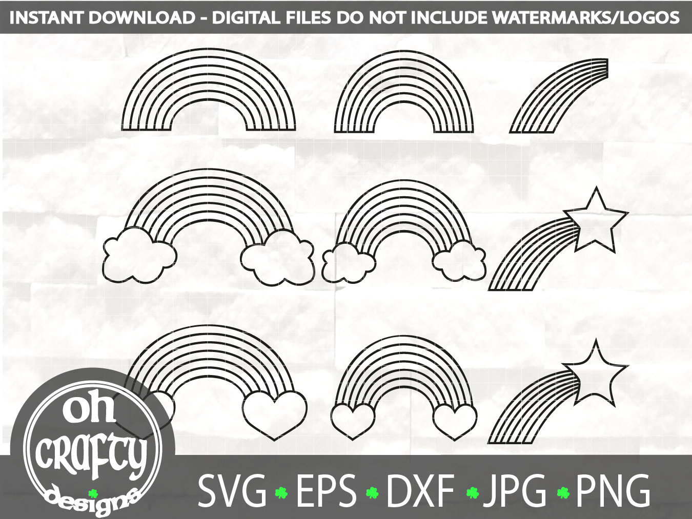 Rainbow Outline SVG, Rainbow Svg Bundle, Cute Nursery Svg, Window Cling ...