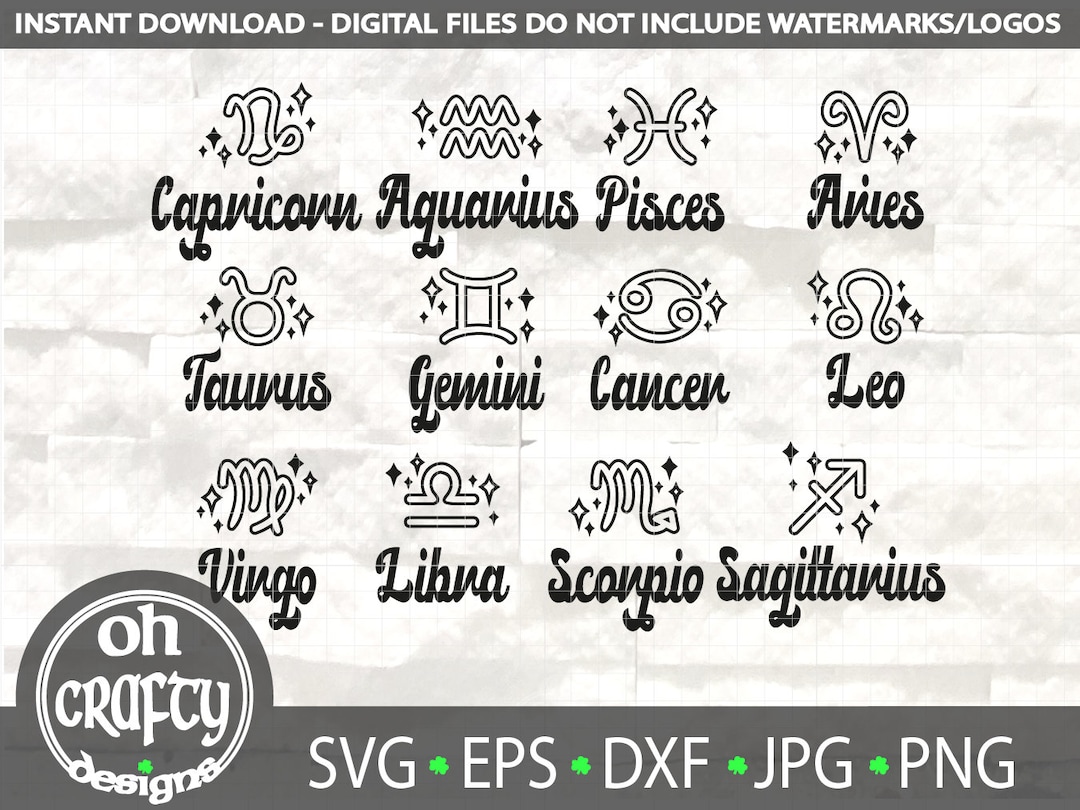 Sternzeichen Symbol svg, Sternzeichen svg, Zodiac Outline Bundle ...