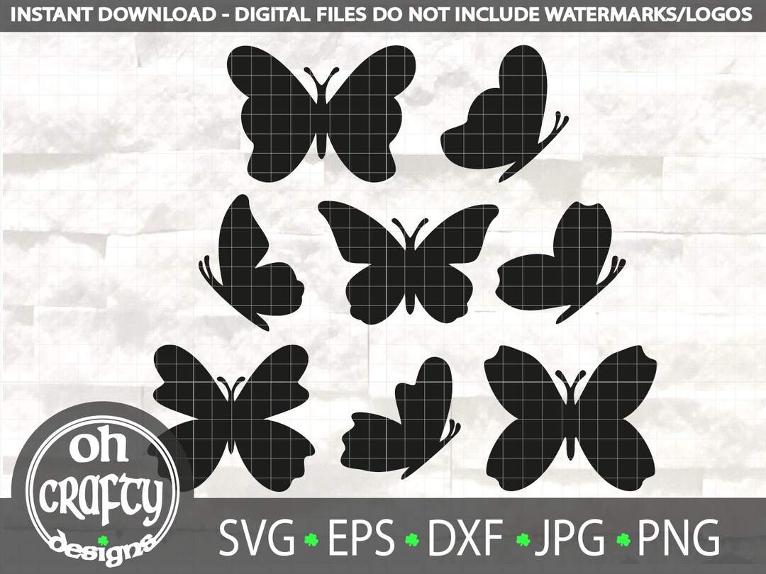 Butterfly Svg Bundle, Butterfly Silhouette, Solid Butterflies, Side ...