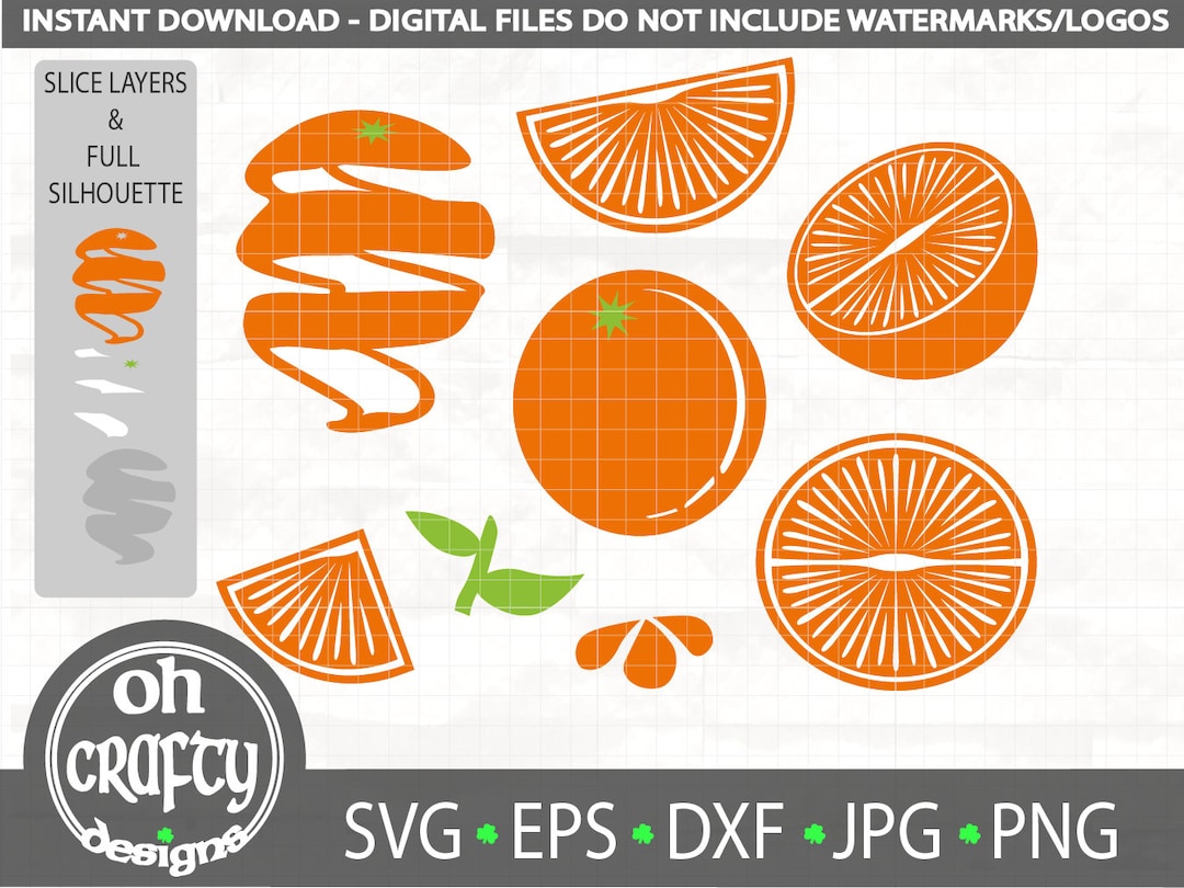 Paquete de fruta de naranja svg, piezas de naranja svg, naranja entera ...
