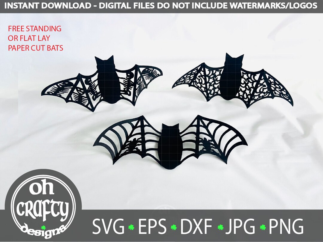 3D Paper Bats, Spooky Bat Svg Bundle, Paper Cut Decoration, Halloween ...