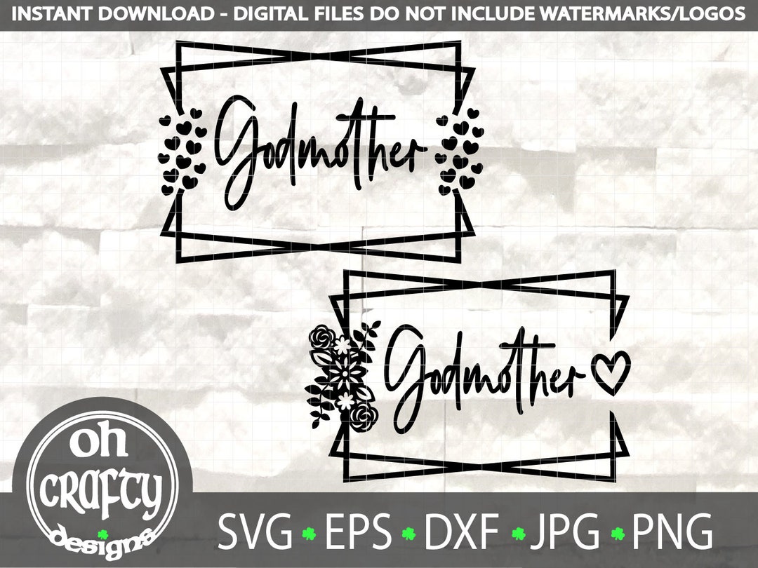 Godmother Frame Svg, Heart Frame Svg, Floral Frame Svg, Godparents Svg ...