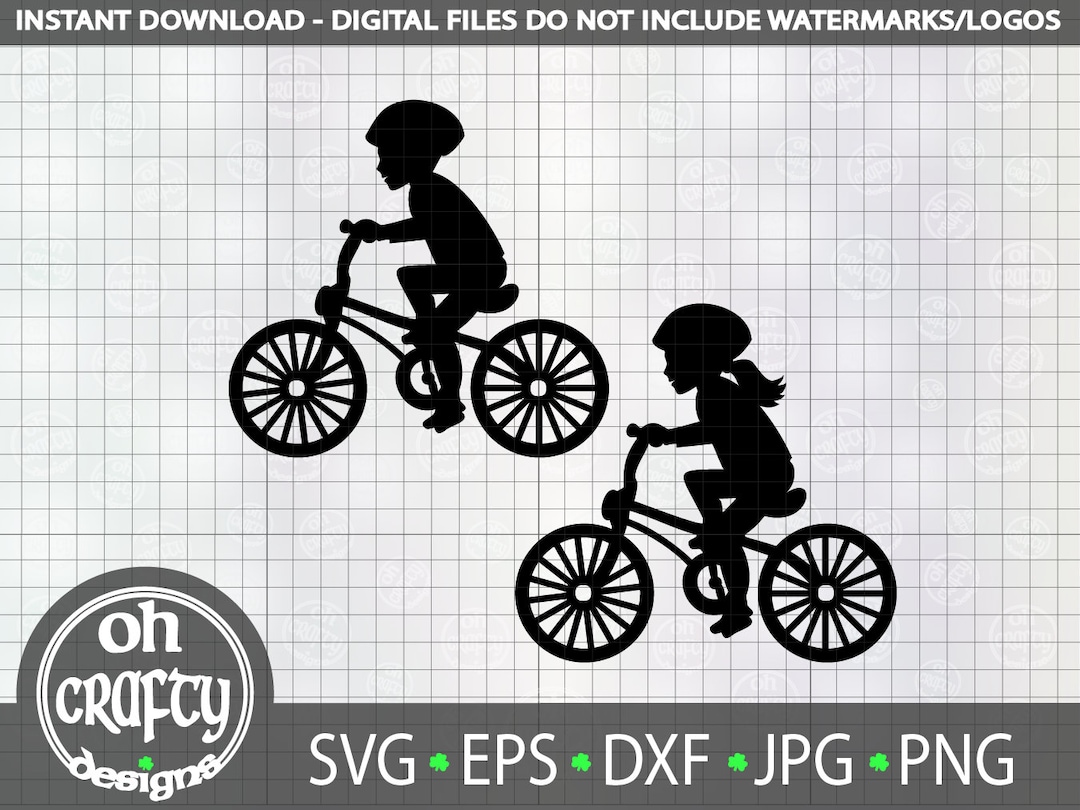 Boy Riding Bike Svg, Girl on Bike Svg File, Child Cycling Design ...