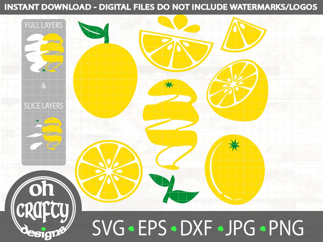 Lemon Svg Bundle, Lemon Slice Svg, Lemon Peel Svg, Whole Fruit Svg ...
