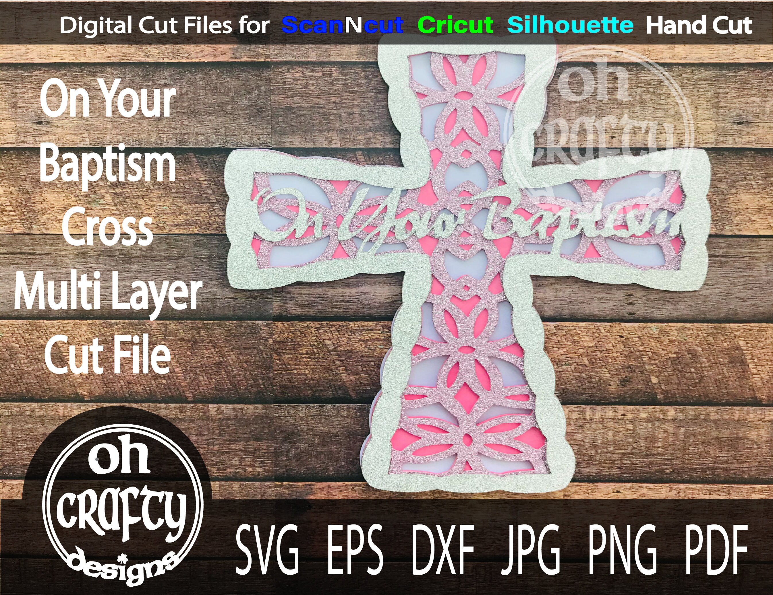 Baptism Svg Cake Topper Svg Baptism Cut File Baptism Cross | Etsy