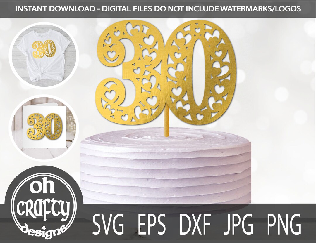 Heart Filled 30 Svg Number 30 Svg 30th Birthday Svg Thirty - Etsy