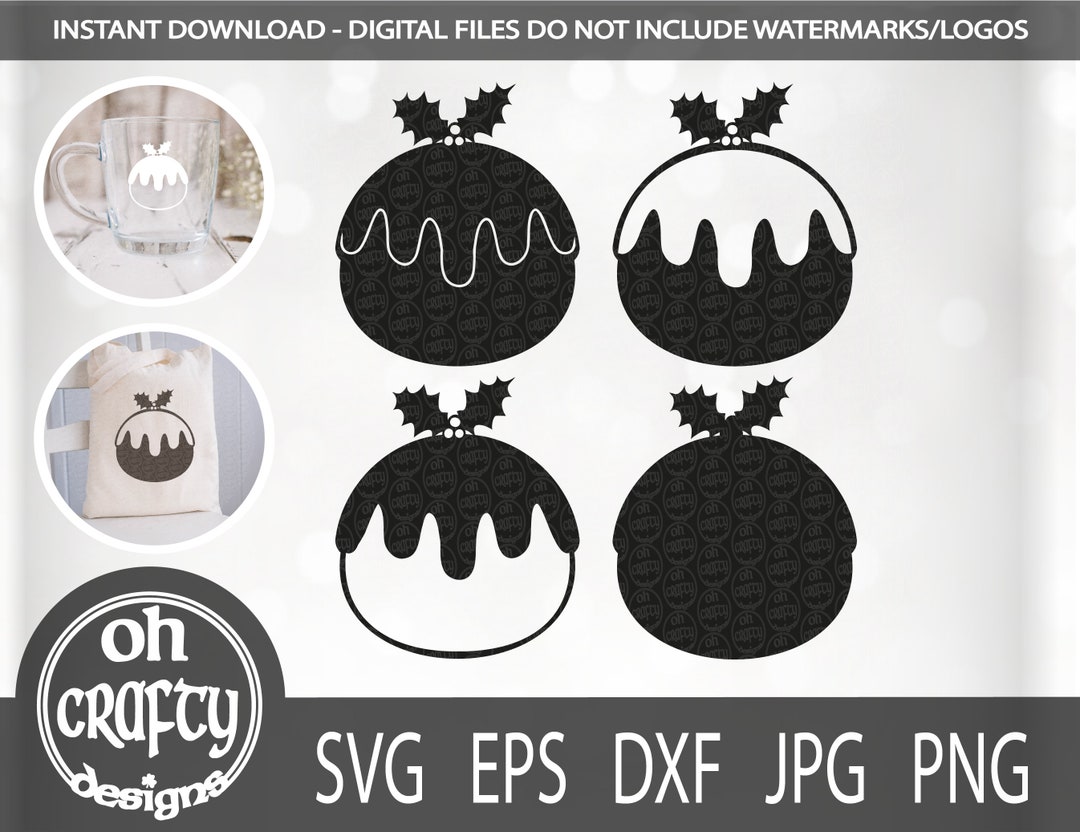 Christmas Pudding Svg, Christmas Pudding Papercut, Christmas Holly Clip ...