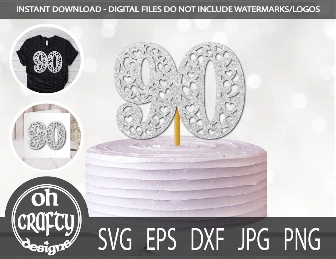 Heart Filled 90 Svg, Number 90 Svg, 90th Birthday Svg, Ninety Svg ...