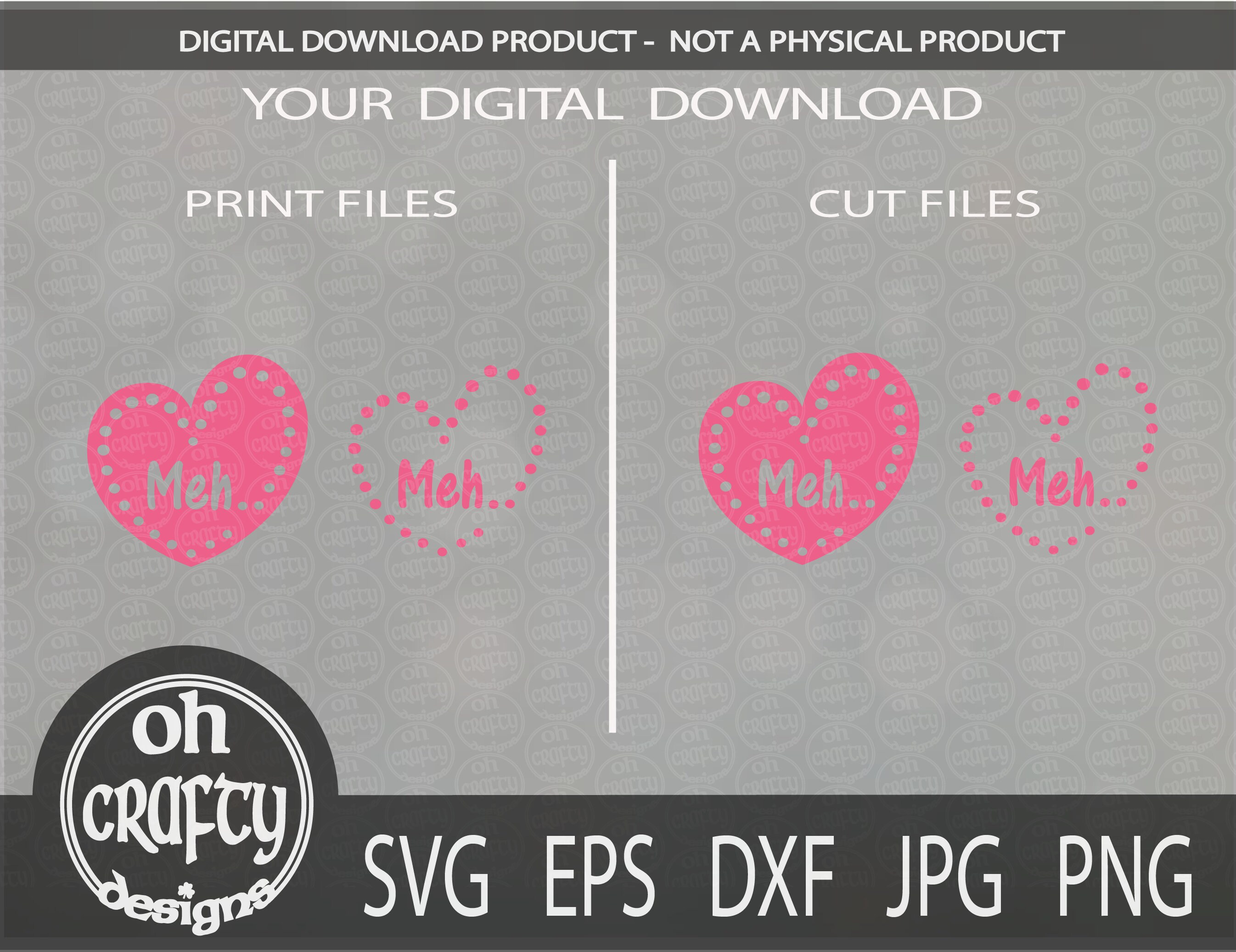 Heart Svg Meh Svg Anti Valentine Svg Heart Cut File - Etsy