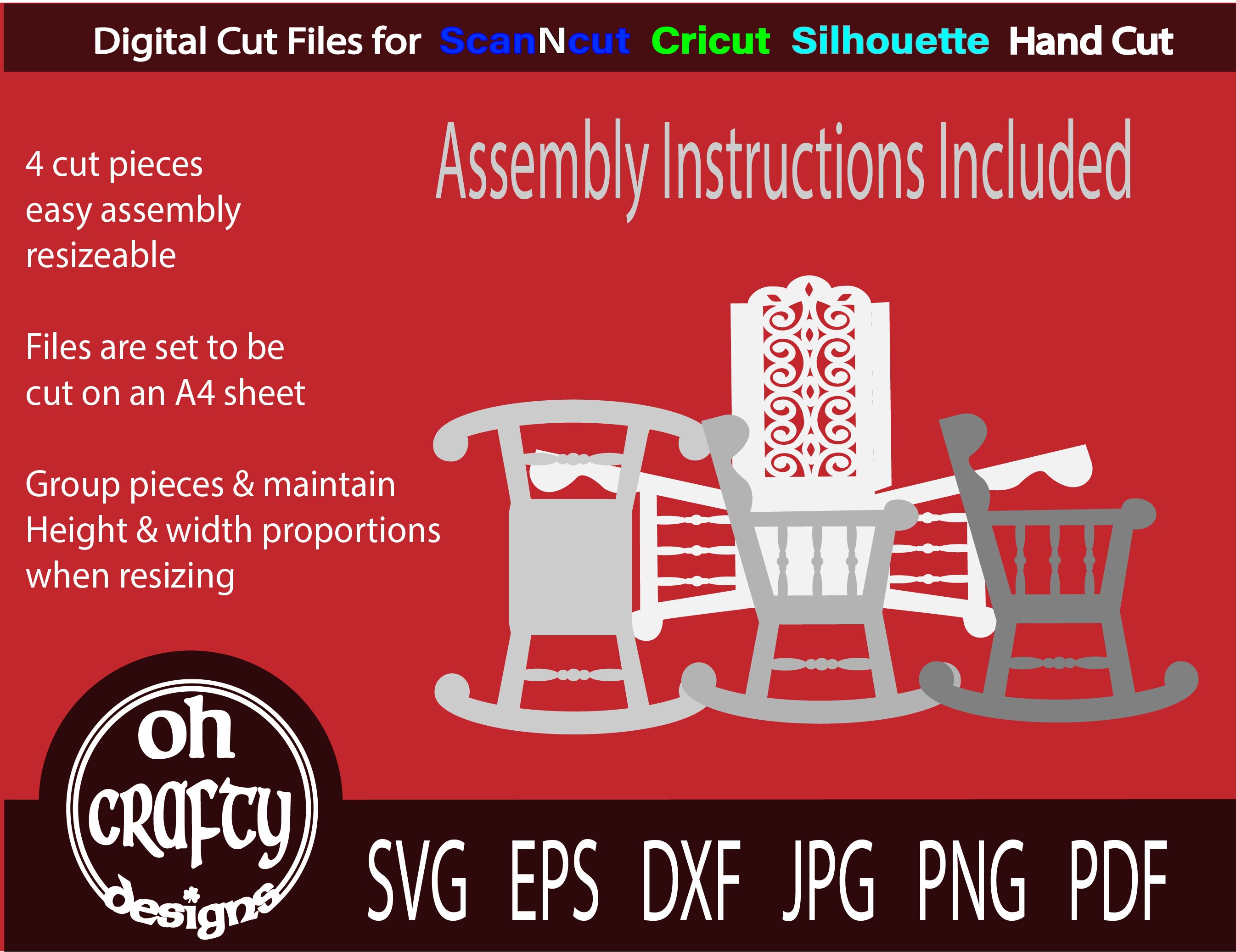 Rocking Chair Svg, Rocking Chair Template, Rocking Chair Papercut ...