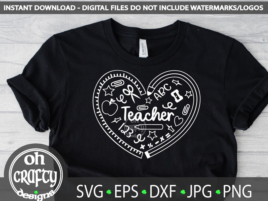 Teacher Heart Svg, Teacher Outline Svg, Teacher Stationery Svg, Back to ...