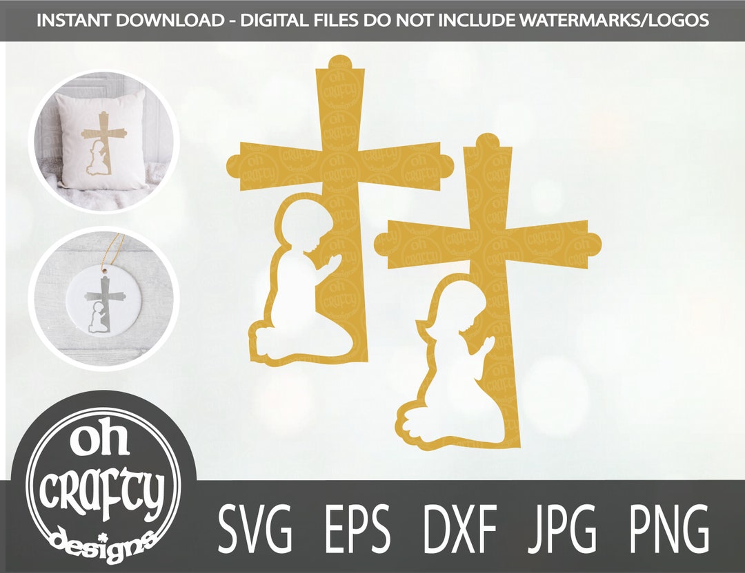 Boy Praying Svg, Praying Girl Svg, Cross Svg File, Baptism Svg ...