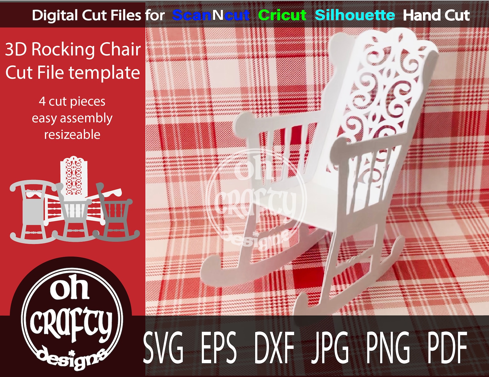 Rocking Chair Svg, Rocking Chair Template, Rocking Chair Papercut ...
