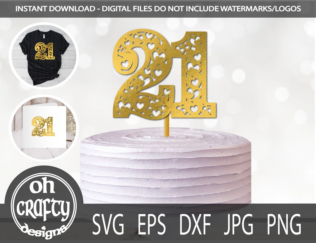 Heart Filled 21 Svg, Number 21 Svg, 21st Birthday Svg, Twenty One Svg ...