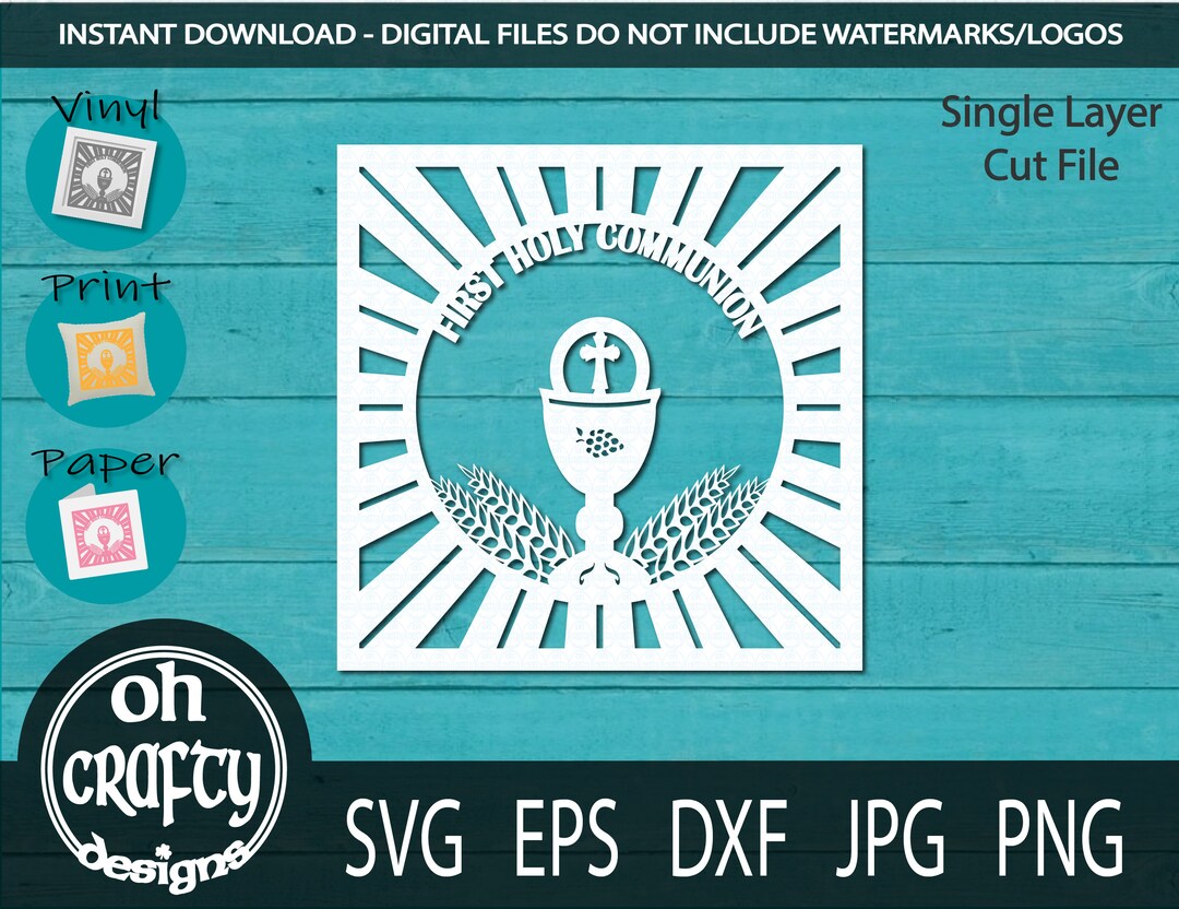 First Holy Communion Svg, First Communion Cut File, Communion Frame Svg ...
