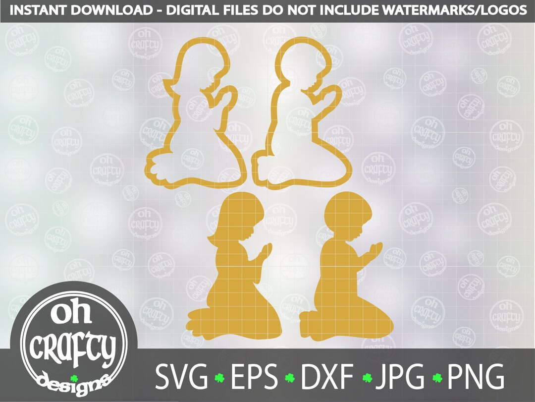 Boy Praying Svg, Praying Girl Svg, Praying Silhouette Svg File, Outline ...