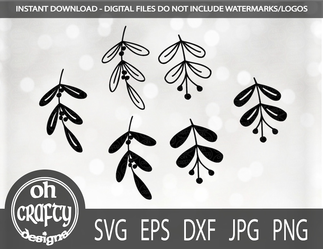 Christmas Mistletoe Svg, Mistletoe Svg File, Hand Drawn Svg, Mistletoe ...