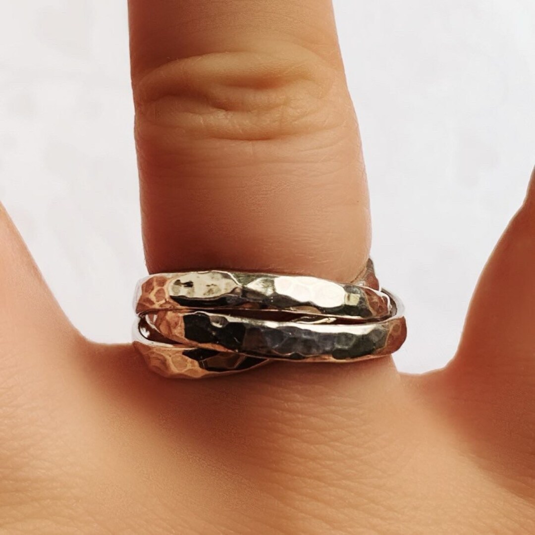 Sterling Silver Wedding Ring / Triple Rolling Ring / Trinity - Etsy