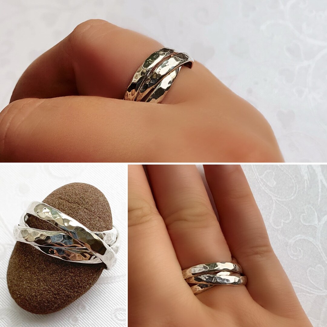 Sterling Silver Wedding Ring / Triple Rolling Ring / Trinity Ring ...