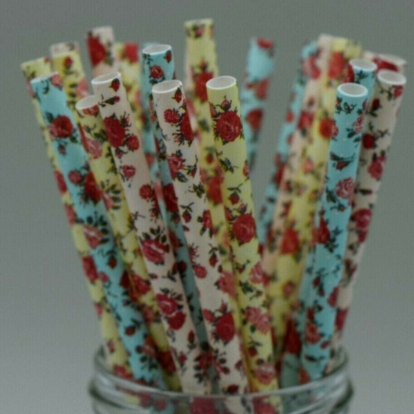 Floral Paper Straws - Etsy