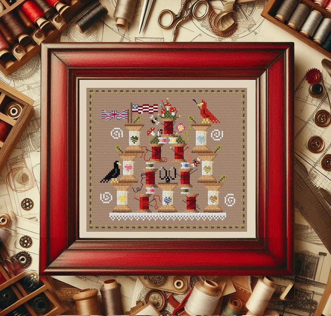Red Spools - Digital Cross Stitch Chart, in PDF - Etsy