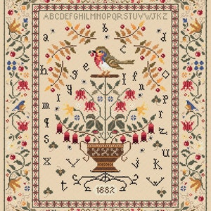 SAMPLER With the Bird- Cross Stitch Pattern PDF Instant Download Bird ...