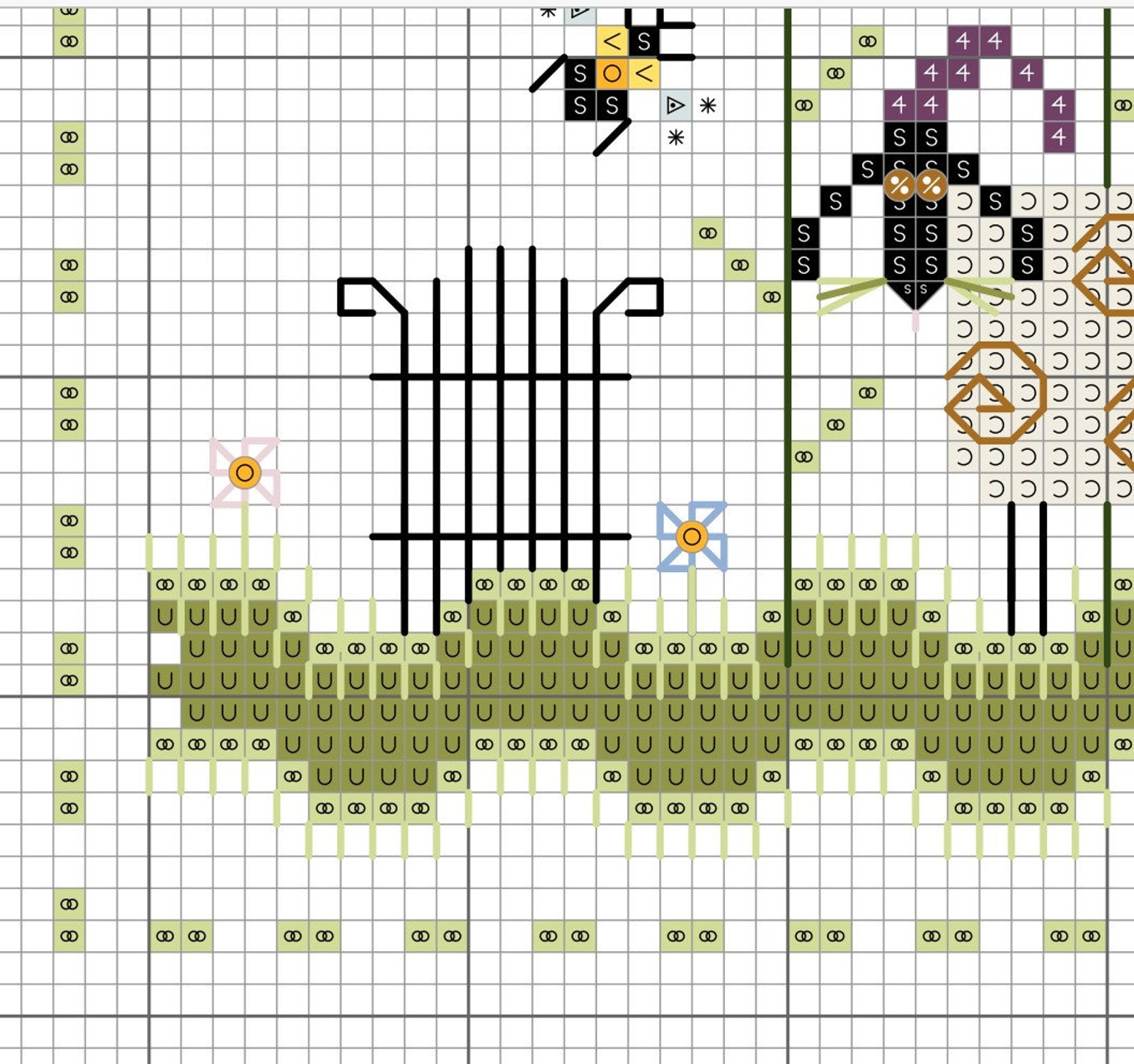 Simple Cross-stitch Pattern With Three Little Sheep in Convenient ...