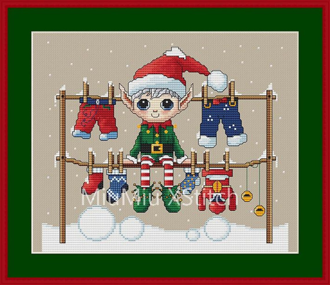 Santa's Favorite Elf Cross Stitch Chart - Digital PDF Pattern - Cute ...