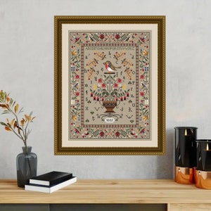Sampler With the Bird- Cross Stitch Pattern PDF Instant Download Bird ...