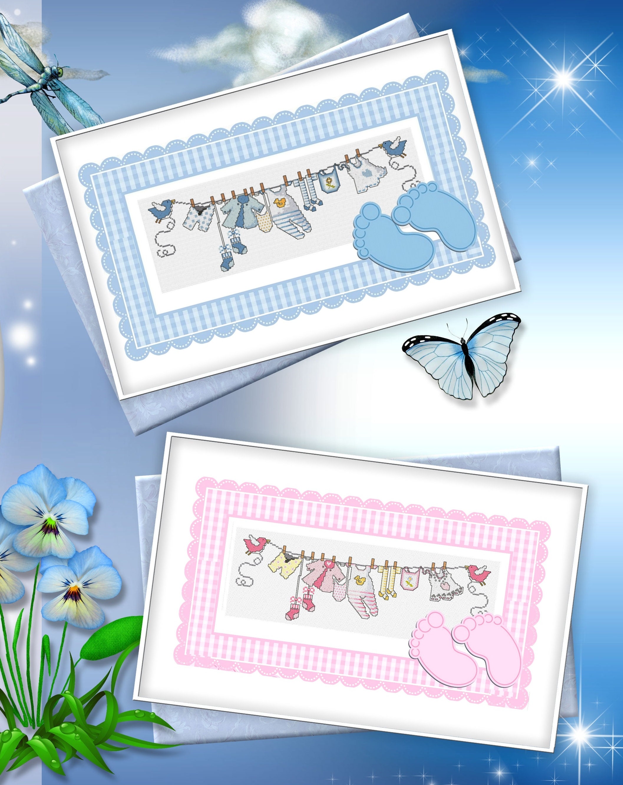 Cross Stitch Baby Clothes - Birth Pattern in PDF for Boys and Girls ...