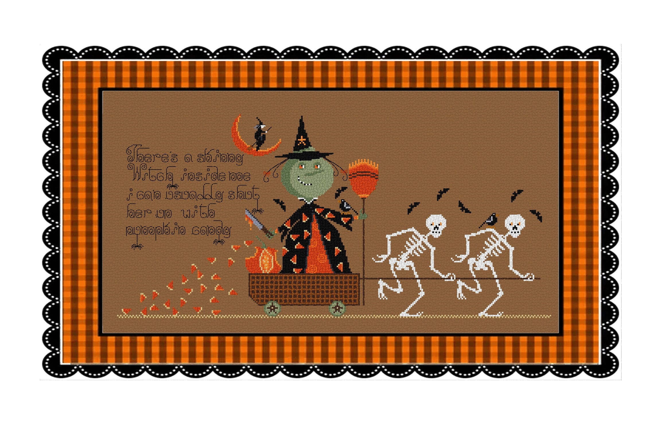 There's a Skinny Witch Inside Me...cross Stitch Pattern PDF Halloween ...