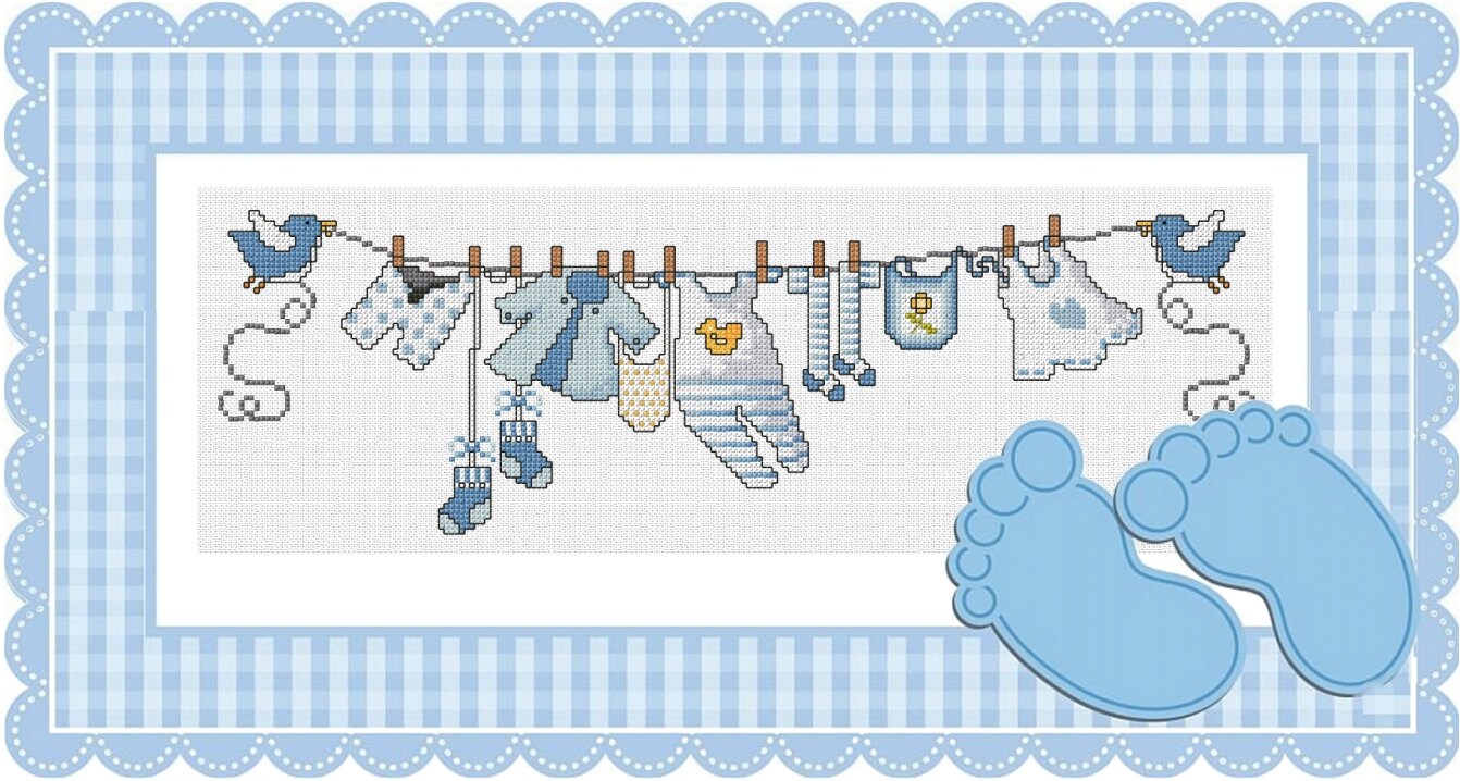 Cross Stitch Baby Clothes - Birth Pattern in PDF for Boys and Girls ...