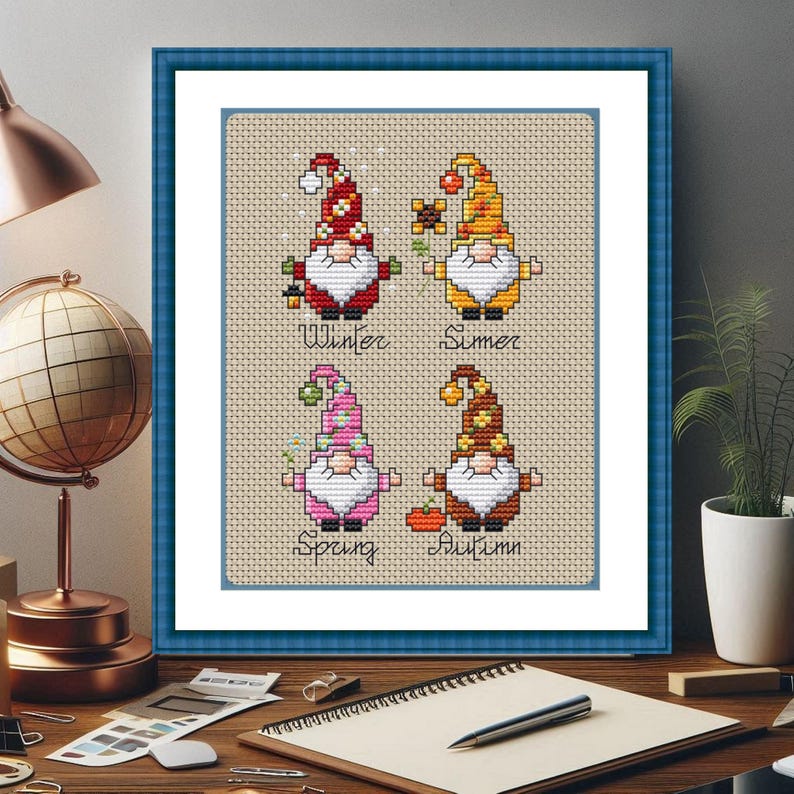 Gnome Cross Stitch Pattern PDF – Four Seasons Embroidery – Cute ...