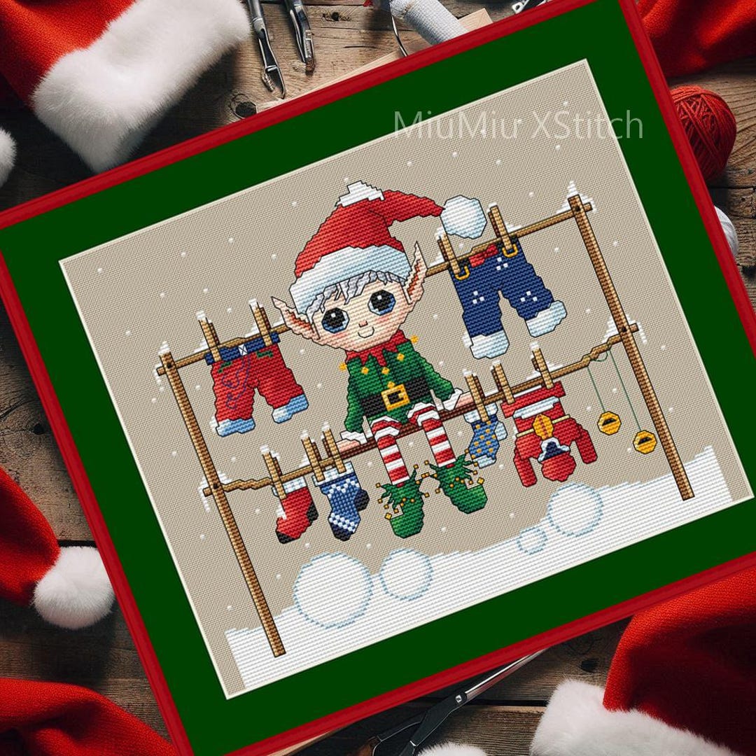 Santa's Favorite Elf Cross Stitch Chart - Digital PDF Pattern - Cute ...