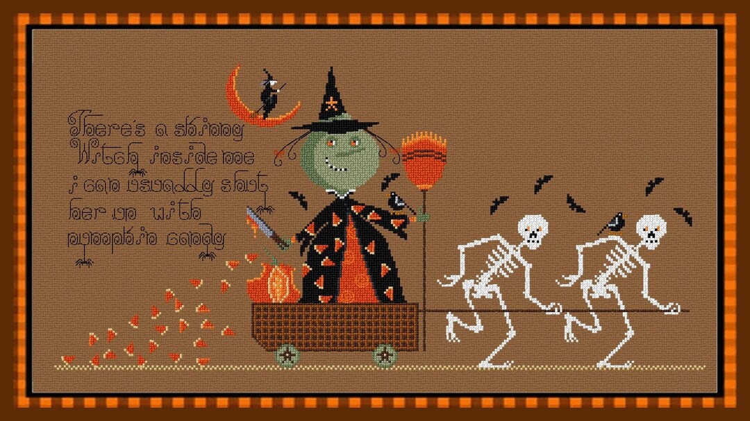 There's a Skinny Witch Inside Me...cross Stitch Pattern PDF Halloween ...