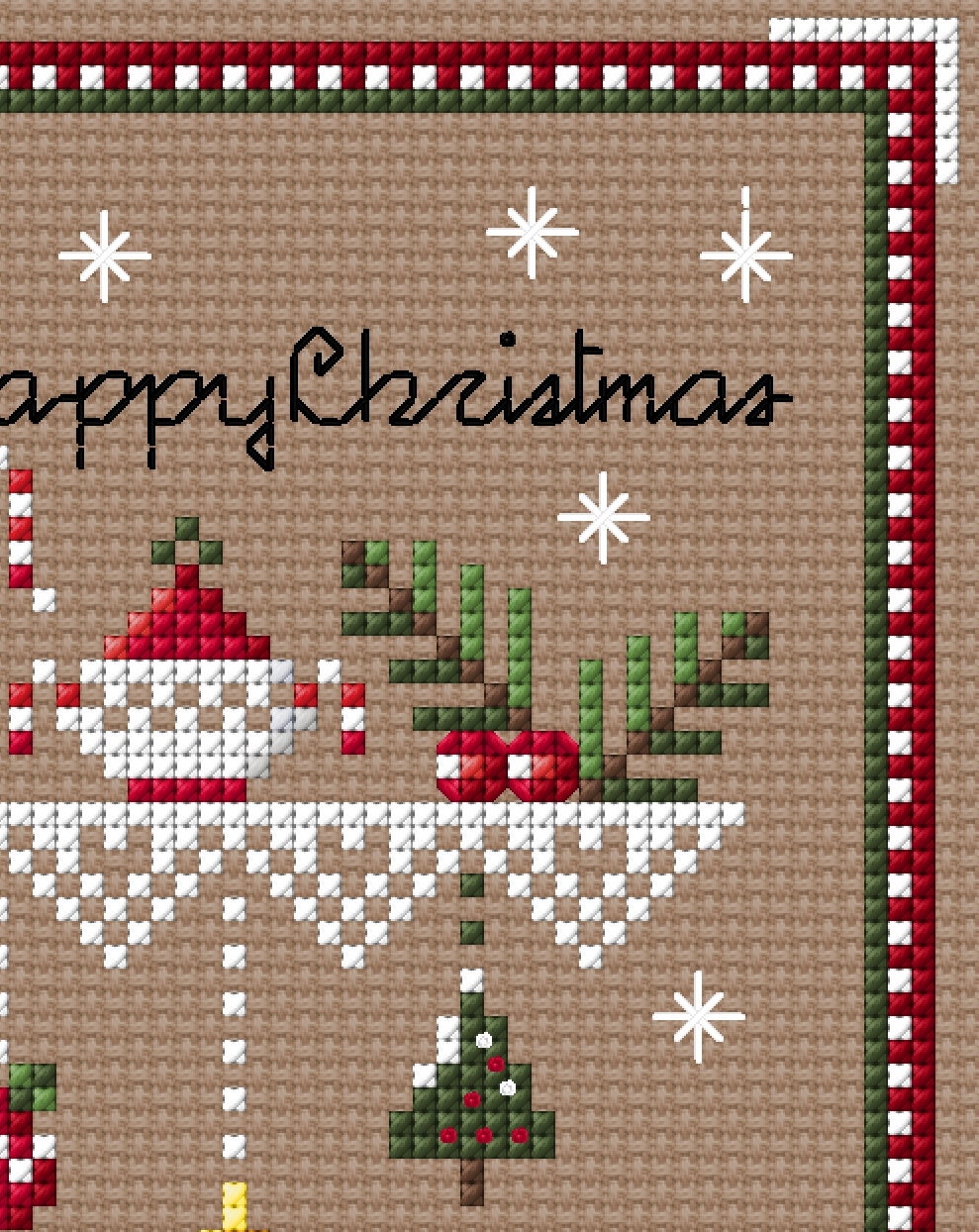 Happy Christmas Cross Stitch Pattern, Christmas Embroidery, Christmas ...