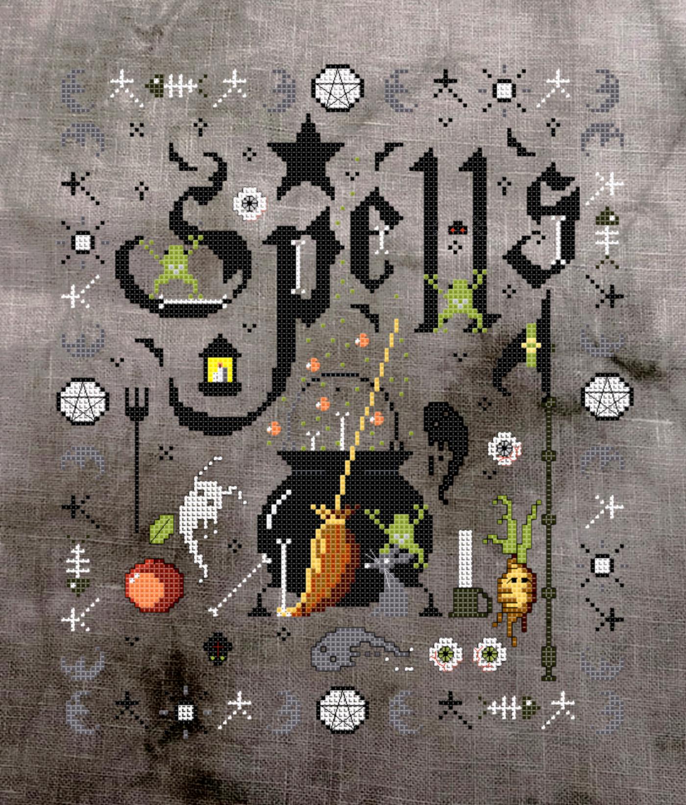 PDF DIGITAL Chart-magic Spells-halloween Cross Stitch,witch,pumpkins ...
