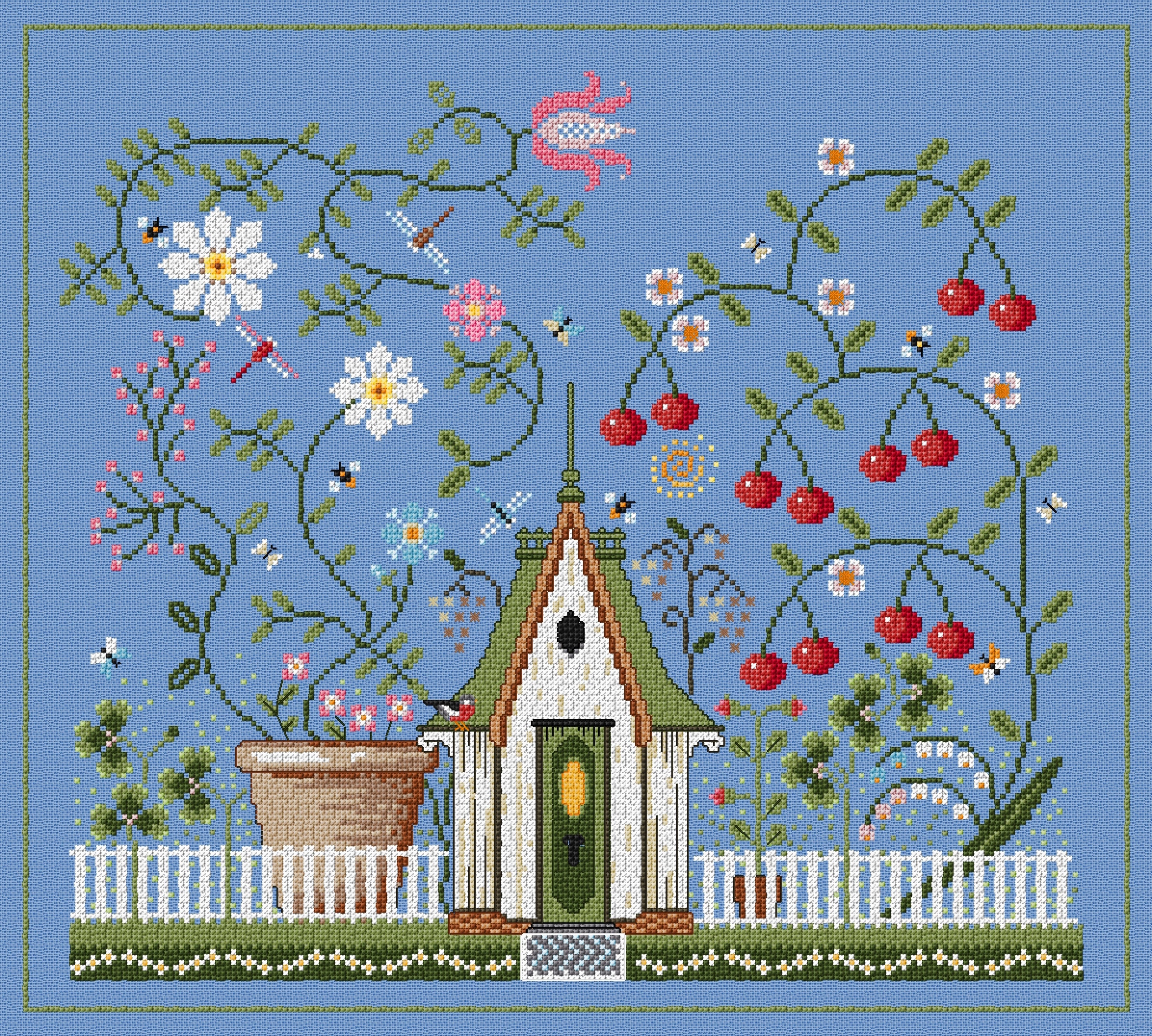 Cross Stitch Pattern Spring House Cross Stitch Cute Chart embroidery ...