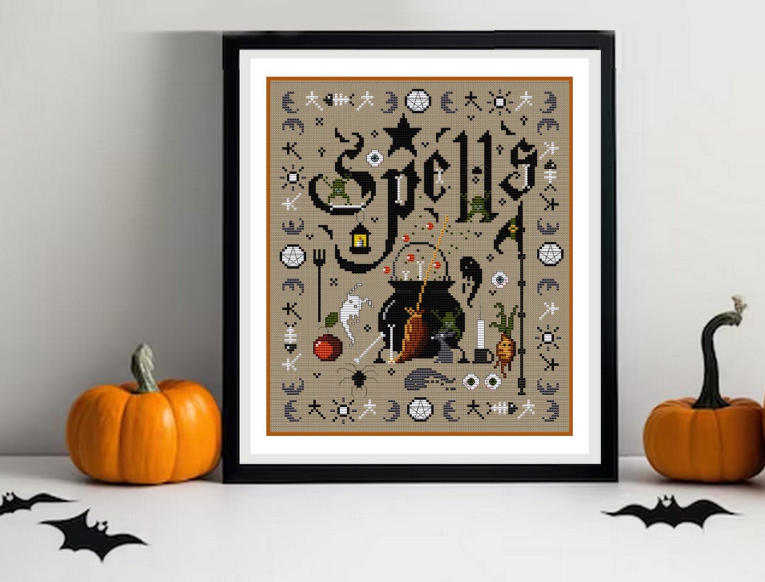 PDF DIGITAL Chart-magic Spells-halloween Cross Stitch,witch,pumpkins ...
