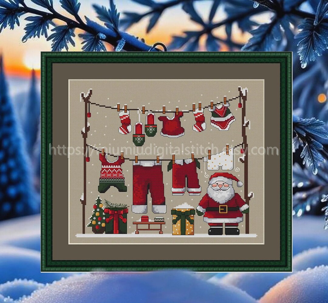 Santa's New Clothes 2024 - Xmas Pattern -embroidery Pattern Printable ...