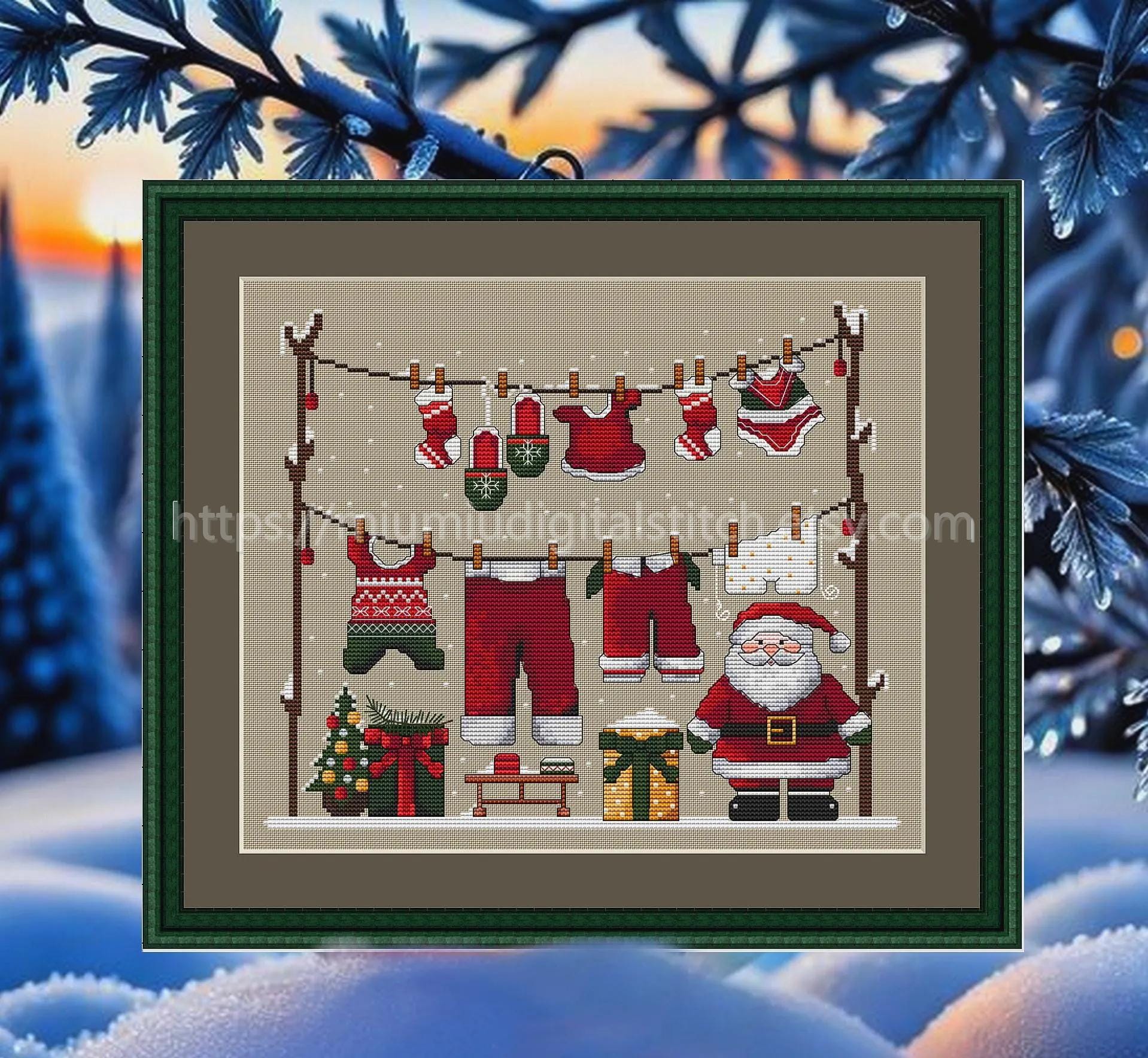 Santa's New Clothes 2024 - Xmas Pattern -embroidery Pattern Printable ...