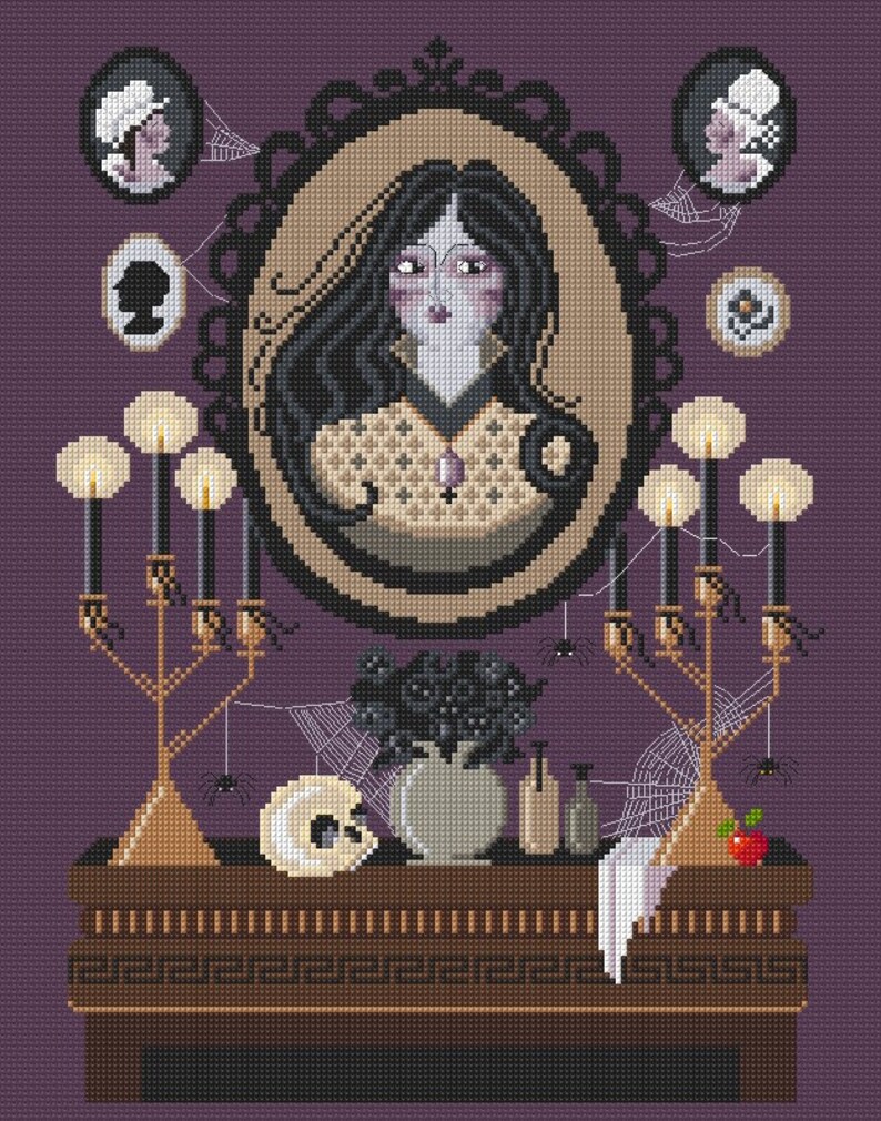 Portrait of a lady gothic Cross Stitch Pattern Wiccan - Etsy