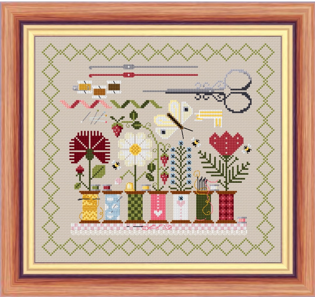 Cross Stitch Pattern Sampler Spools and Threads Digital PDF File - Etsy